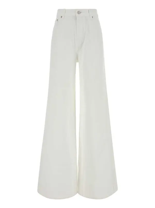 Alaïa Denim Wide-leg Pants - White