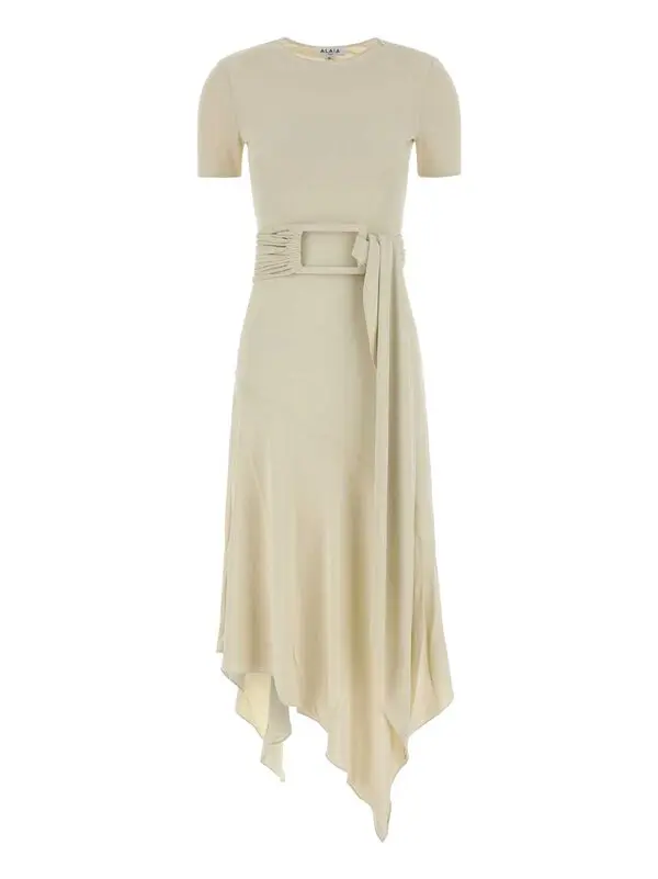 Alaïa Viscose Jersey T-shirt Dress - White
