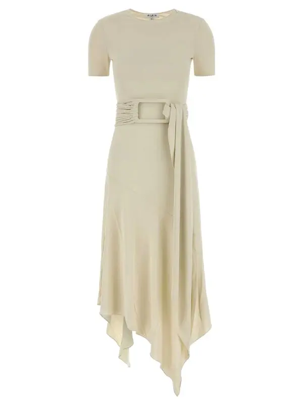 Alaïa Viscose Jersey T-shirt Dress - White