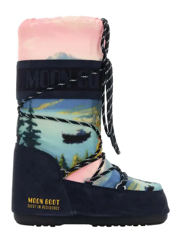 Moon Boot Canvas And Suede Icon Boots - Printed