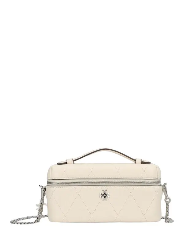 Tory Burch Charlie Leather Crossbody Vanity Case - Ivory