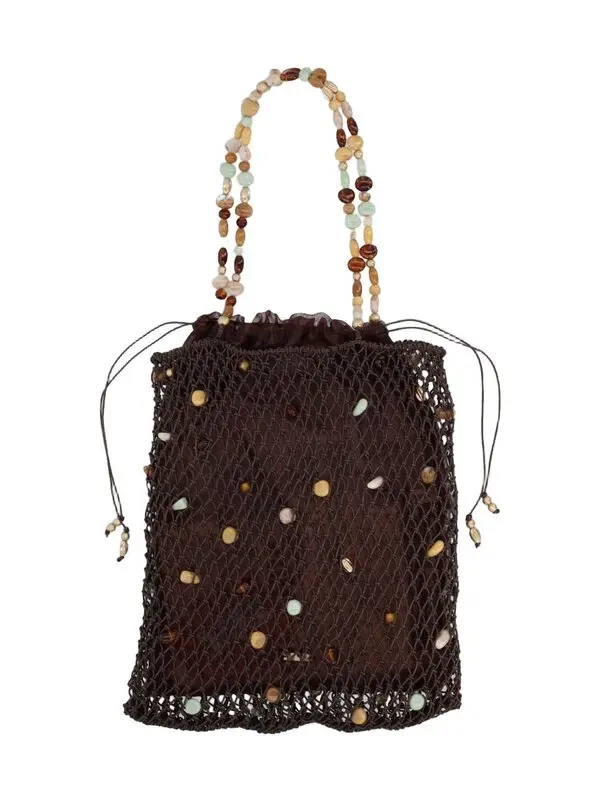 Cult Gaia Beaded Mesh Drawstring Tote Bag - Multicolour