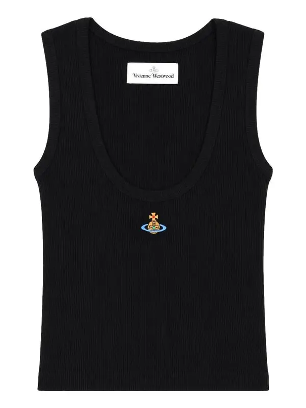 VIVIENNE WESTWOOD Ribbed Scoop Neck Tank Top - Black