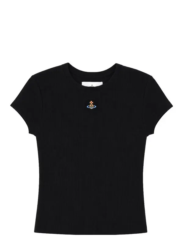 VIVIENNE WESTWOOD Ribbed Fitted Short-sleeve T-shirt - Black