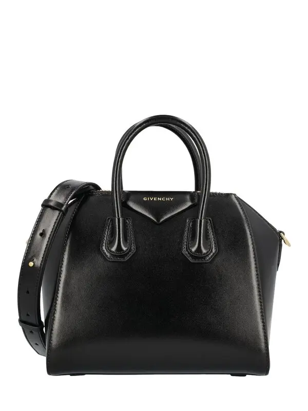 Givenchy Mini Antigona Handbag Elegant Zip Closure With Gold Hardware - Nero