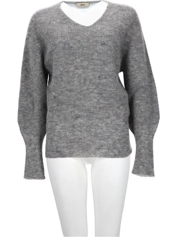 Herno V-neck Alpaca Blend Sweater - Grey