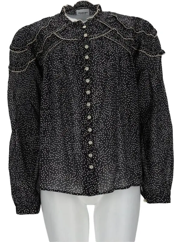 MARANT ETOILE Ruffled Button-front Printed Blouse - Black