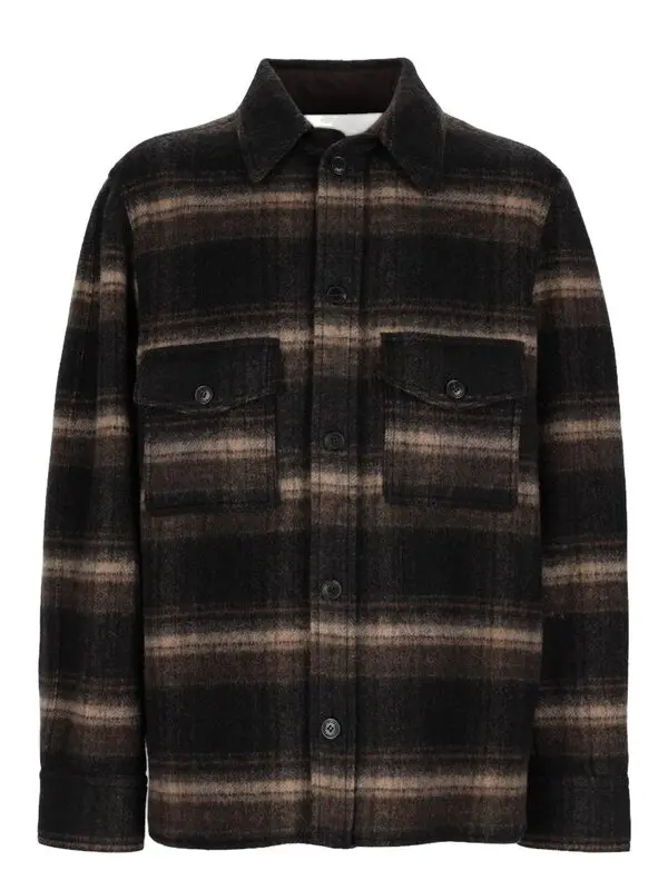MARANT Plaid Wool Shirt Jacket - Black
