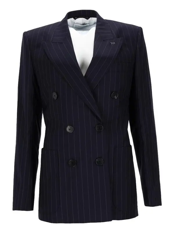 Givenchy Double-breasted Pinstripe Wool Blazer - Blue