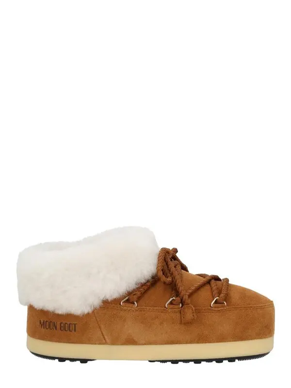 Moon Boot Shearling-trim Suede Ankle Boots - Beige