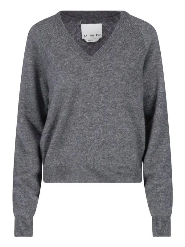 SA SU PHI Modern Minimalist Crewneck Sweater - Grey