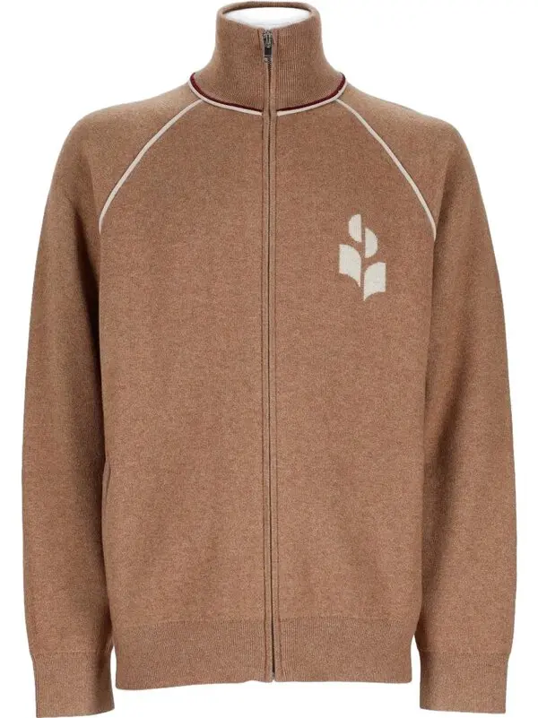 MARANT Zip Front Knit Track Jacket - Beige