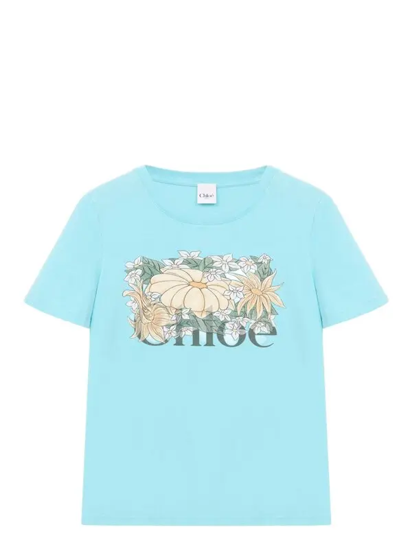 Chloé Logo T-shirt With Front Print - Blu