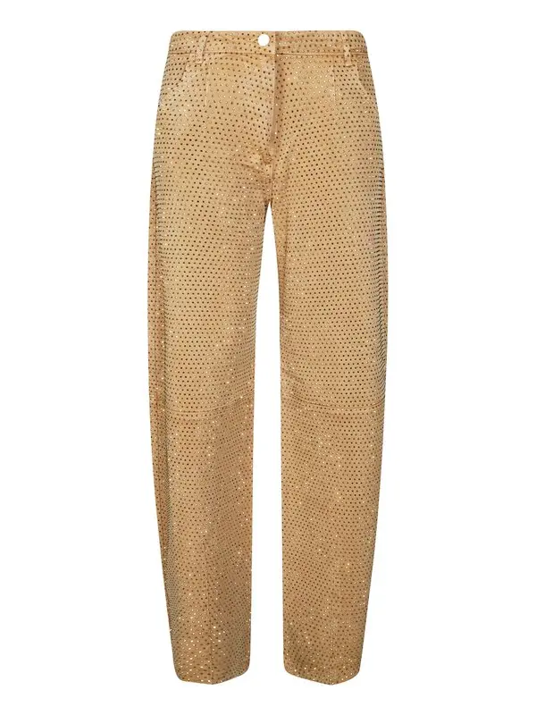 Elisabetta Franchi Embellished Straight Leg Jeans - Beige