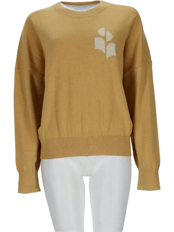 MARANT ETOILE Logo Intarsia Crew Neck Sweater - Beige