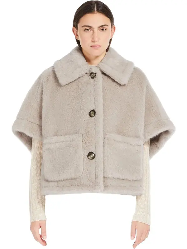Max Mara Alpaca And Virgin Wool Teddy Mini Cape Jacket - Beige