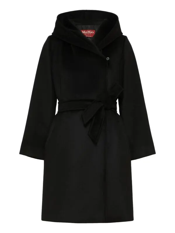 Max Mara Double-drap Pure Wool Belted Jacket - Nero