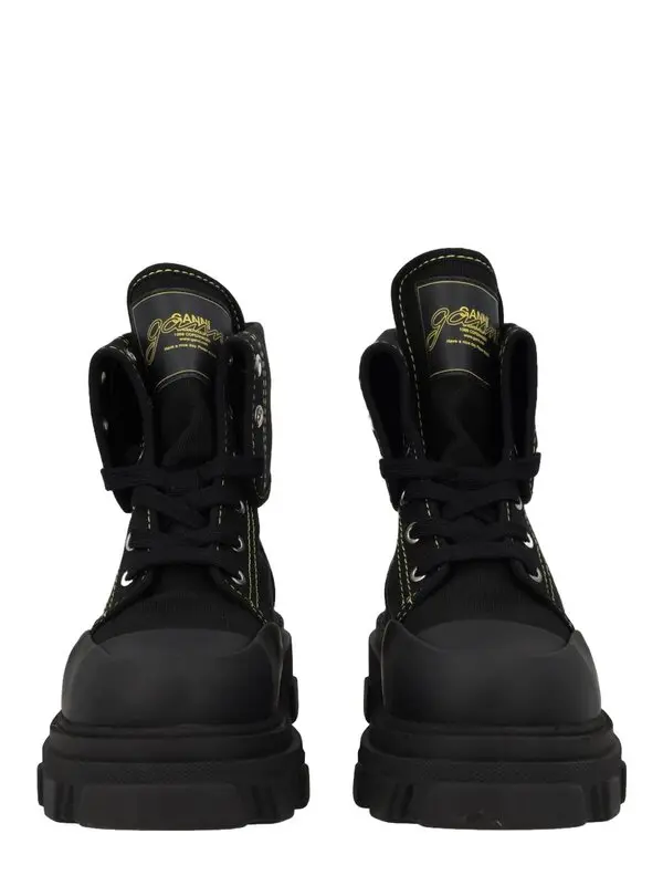 GANNI Lace-up Platform Combat Boots - Black
