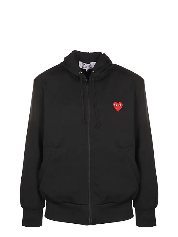 Play Comme Des Garcon Cotton Zipped Hoodie - Black