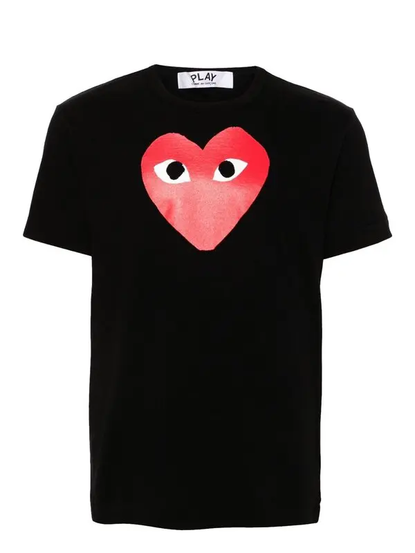 Play Comme Des Garcon Red Heart Cotton T-shirt - Black