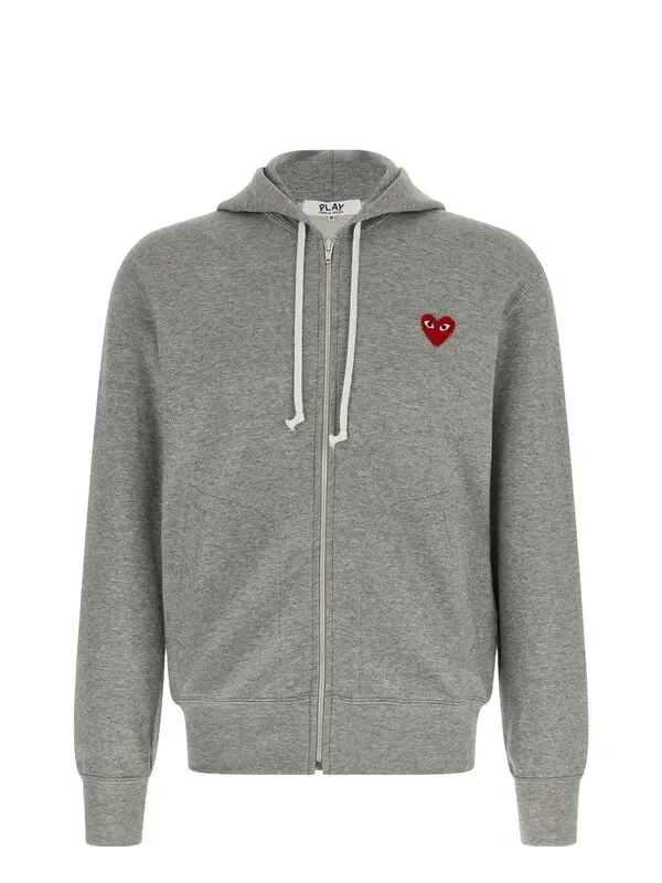 Play Comme Des Garcon Cotton Zipped Hoodie - Grey
