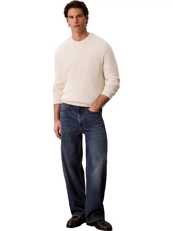 Calvin Klein Cotton Tuck Stitch Sweater - Tofu