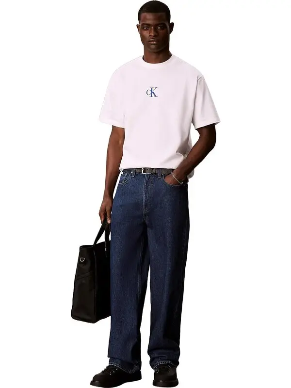 Calvin Klein Monogram Logo Overlay Tee - Bright White