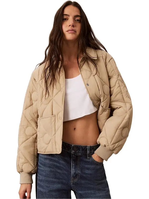 Calvin Klein Emblem Logo Nylon Quilted Liner Jacket - Crockery