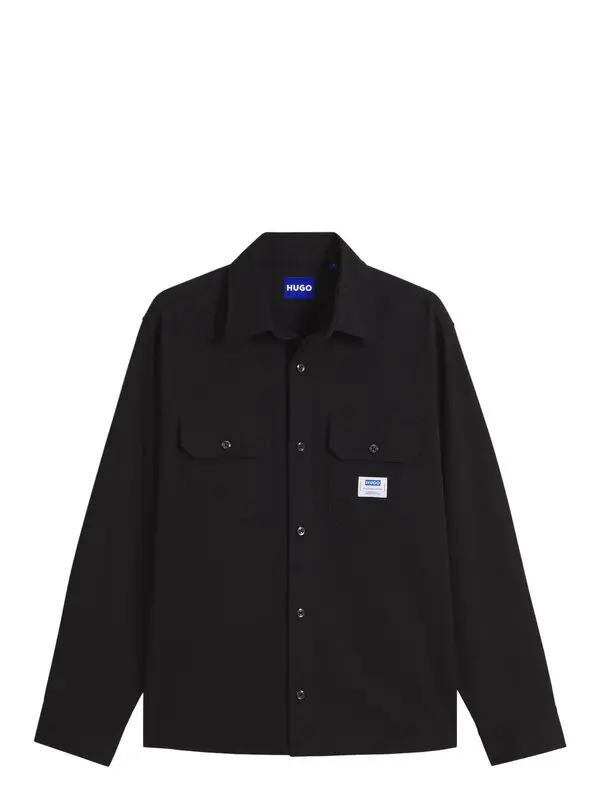 Hugo Oversized-fit Cotton Shirt With Chest Flap Pockets - Black