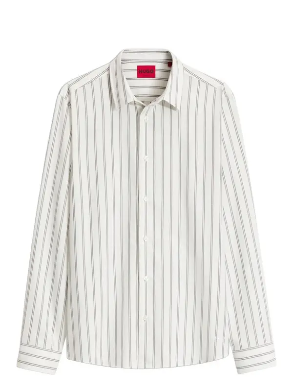 Hugo Relaxed-fit Shirt In Brushed Cotton Flannel - White