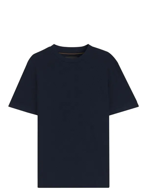BOSS Cotton T-shirt With Two-tone Piqué Structure - Dark Blue