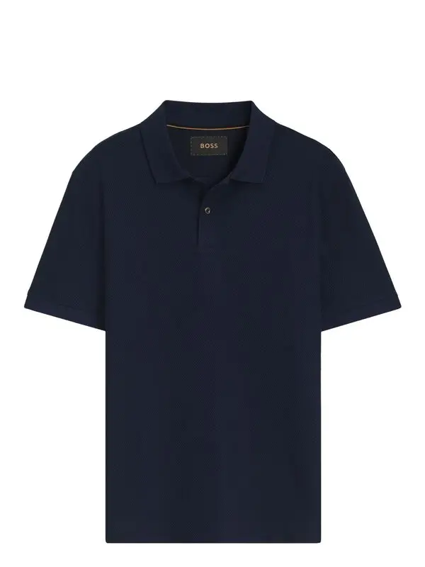 BOSS Knit Polo Shirt In Two-tone Cotton - Dark Blue
