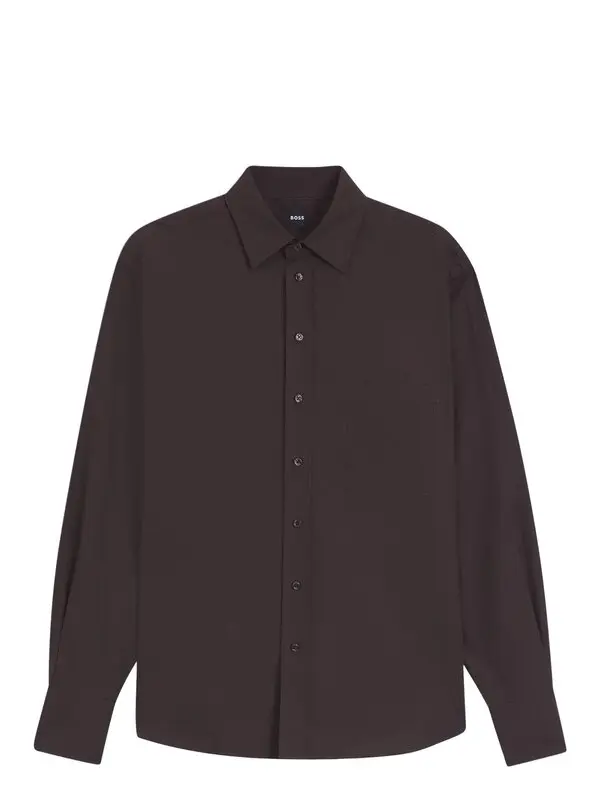 BOSS Cotton Oversized Fit Blouse - Brown