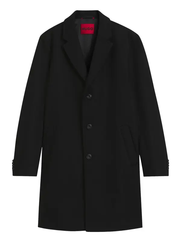 Hugo Regular-fit Coat In A Virgin-wool Blend - Black