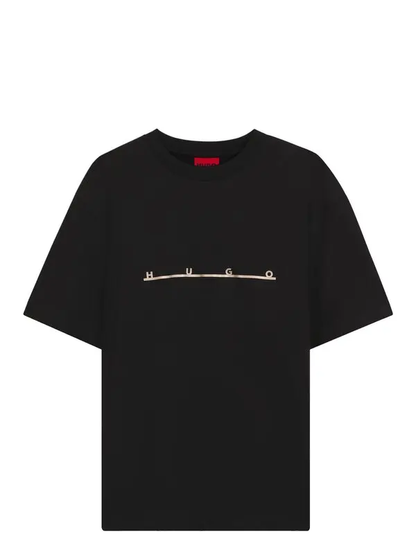 Hugo Relaxed-fit T-shirt With Zigzag Stitching Detail - Black