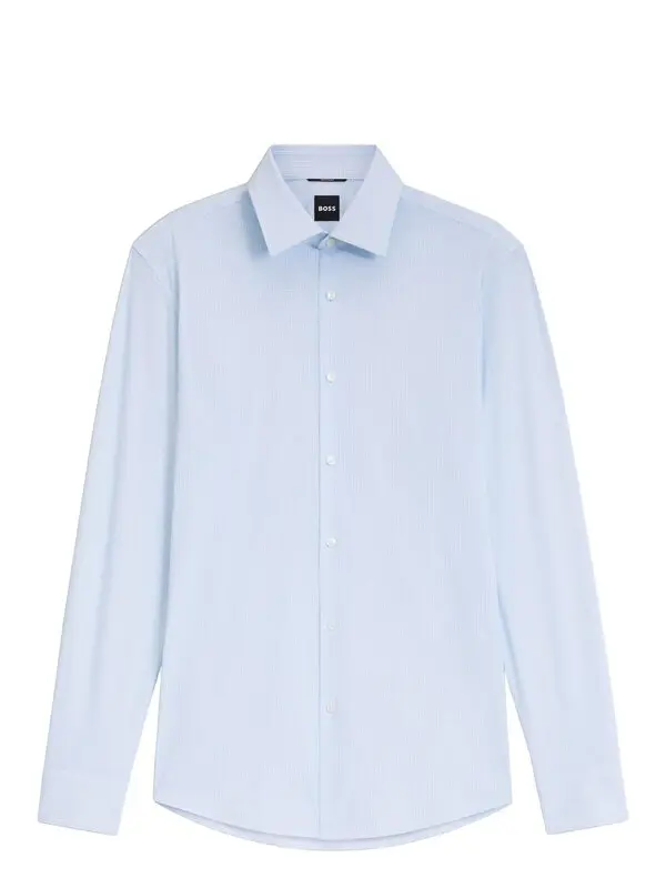 BOSS Slim-fit Shirt In Printed Performance-stretch Jersey - Light Blue