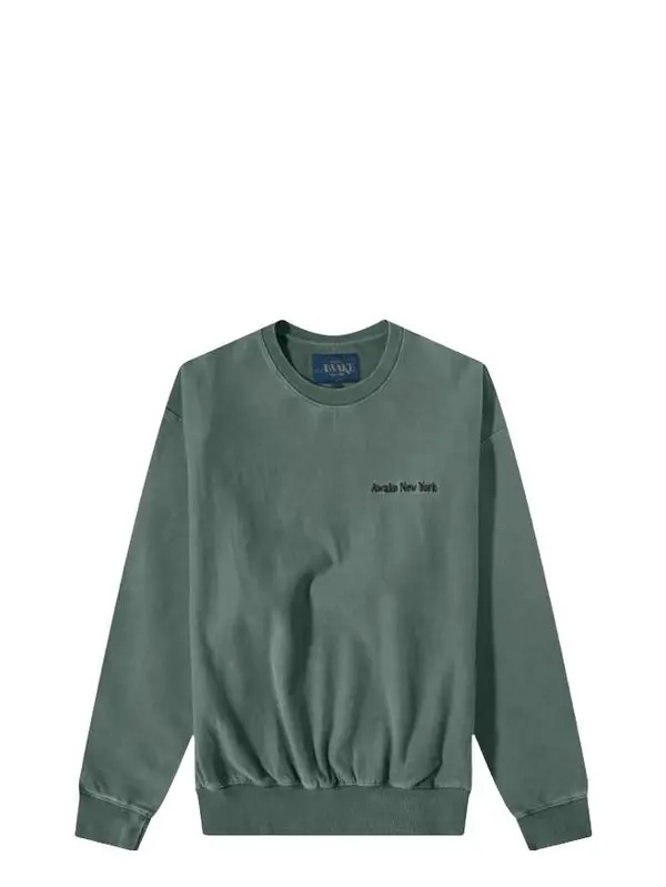 AWAKE Pigment Dyed Embroidered Crewneck Sweatshirt - Slate
