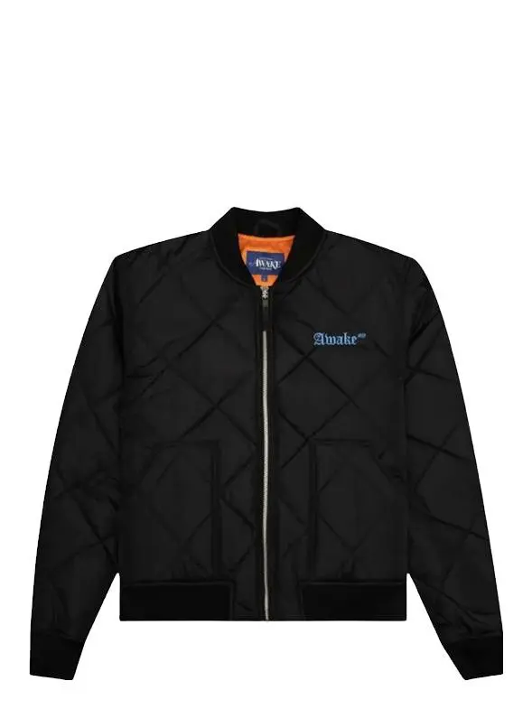 AWAKE Quilted Patch Bible Bomber Jacket - Black