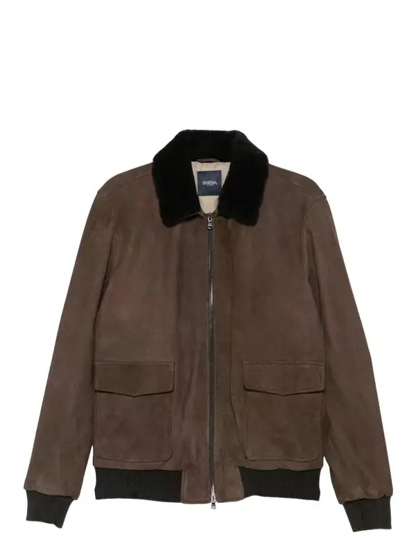 BARBA NAPOLI Boston Shearling-collar Suede Jacket - Brown