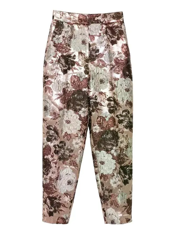 Elie Saab Floral-brocade Trousers - Neutrals