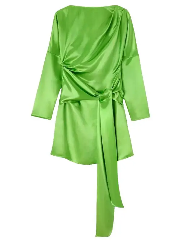 GANNI Draped Satin Dress - Green