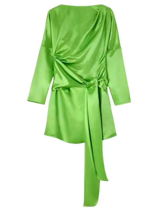 GANNI Draped Satin Dress - Green