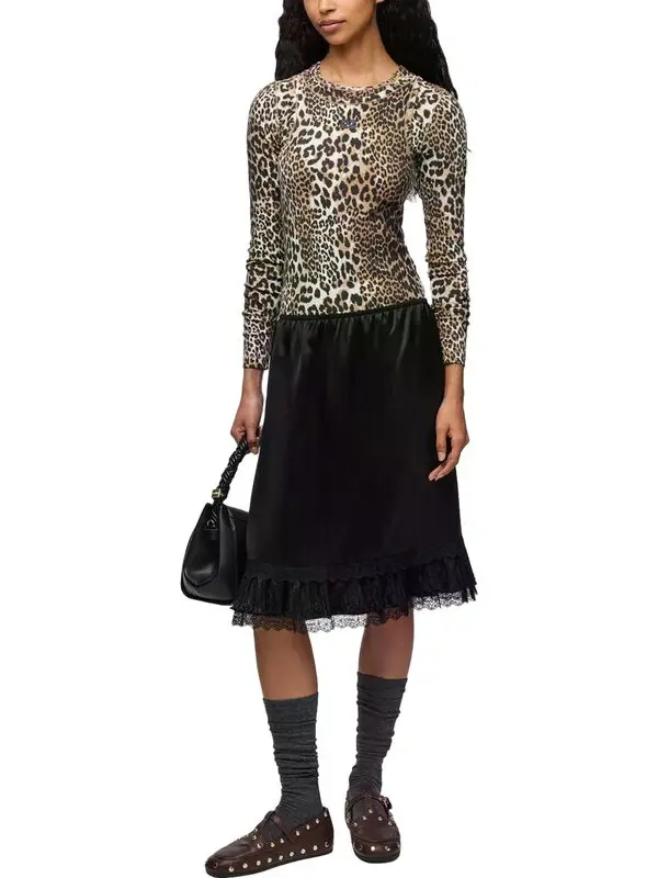 GANNI Frill Satin Skirt - Black