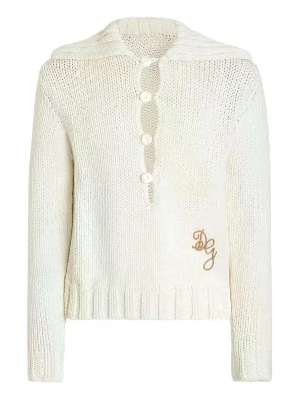 Dolce & Gabbana Smooth-knit Pullover With Logo - Neutrals