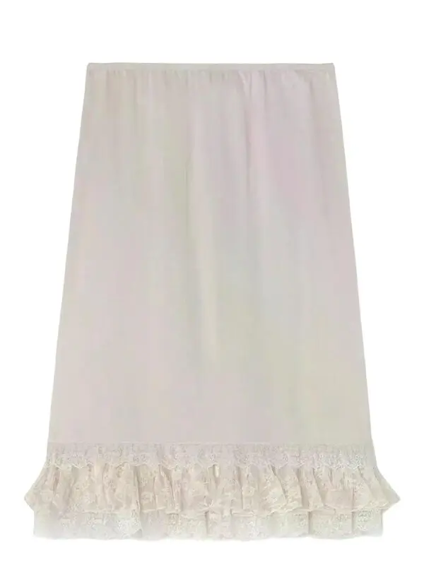 GANNI Frill Satin Skirt - Neutrals