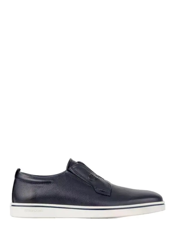 FERRAGAMO Hammered Calfskin Derby Slip-on - Blue