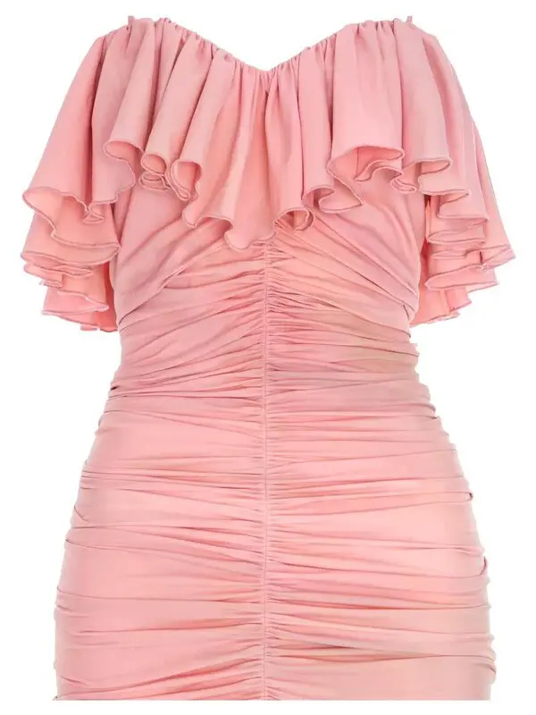 V:PM ATELIER Perry Ruffled Ruched Maxi Dress - Pink