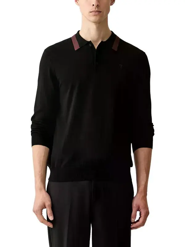 TRUSSARDI Contrast-collar Polo Shirt - Black