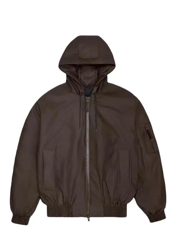 Rains Hooded Bomber Jacket - Brown