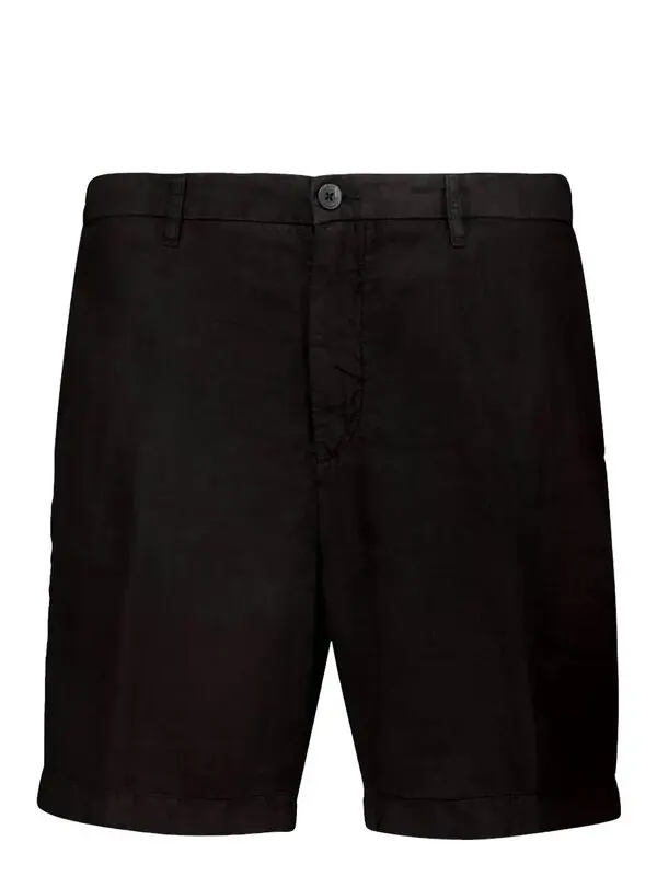 120% Lino Button-fastening Shorts - Black